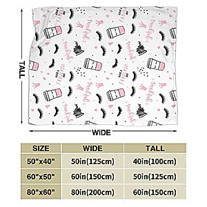 Lashes Mascara Coffee Cup Blanket Throw Blanket Lightweight Microfiber Blankets for Bed Couch Sofa Blanket Quilt 50"X40"