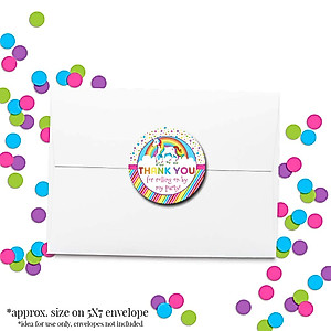 Rainbow Unicorn Roller Skating Themed Thank You Sticker Labels for Kids, 40 2" Party Circle Stickers by AmandaCreation, Great for Party Favors, Envelope Seals & Goodie Bags