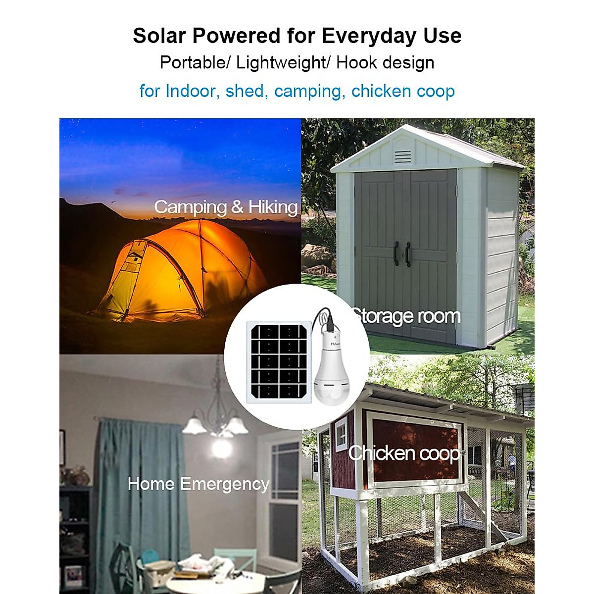 Flyhoom Portable Solar Light Bulbs with Remote, 4 Light Modes + Timer, 180LM Solar LED Light Bulbs for Indoor, Home, Chicken Coop, Camping, Hiking, Emergency (Pack of 2)