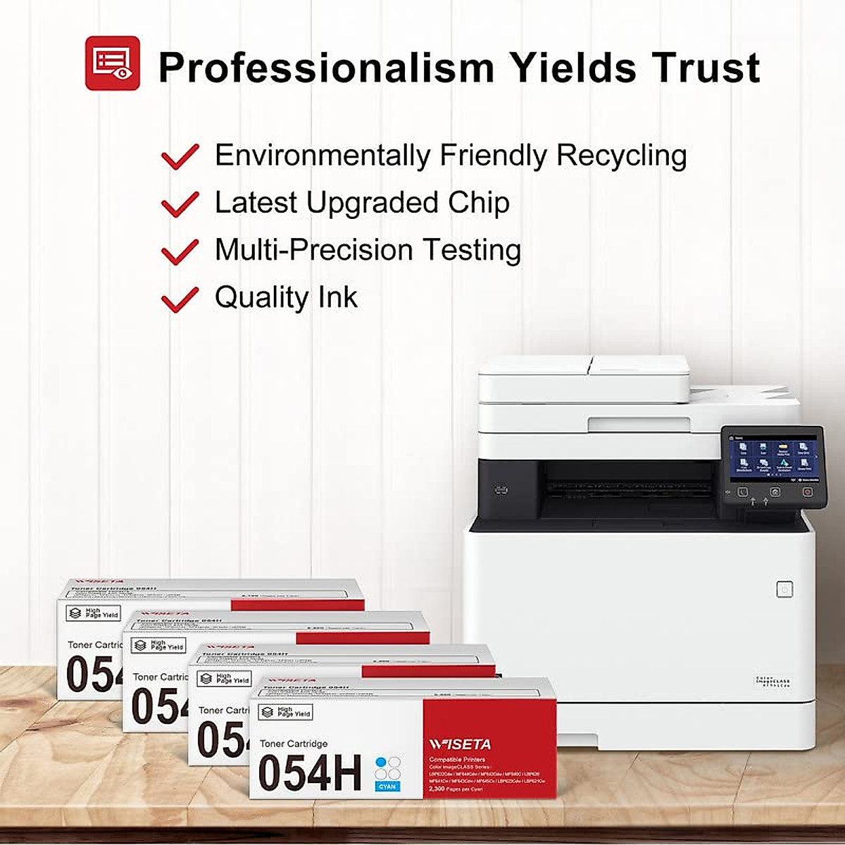 054 Toner Cartridge Set, Compatible for Canon 054H Cartridge CRG 054 to use with ImageClass LBP622Cdw MF644Cdw MF642Cdw MF640C LBP620 Toner Printer, Complete 4-Color