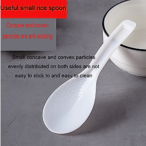 AKOAK 2 Pcs Rice Spoon White Transparent Plastic Rice Spoon Thick Meal Spoon Non-Stick Pan Efficient Flexible Household Kitchen Necessities