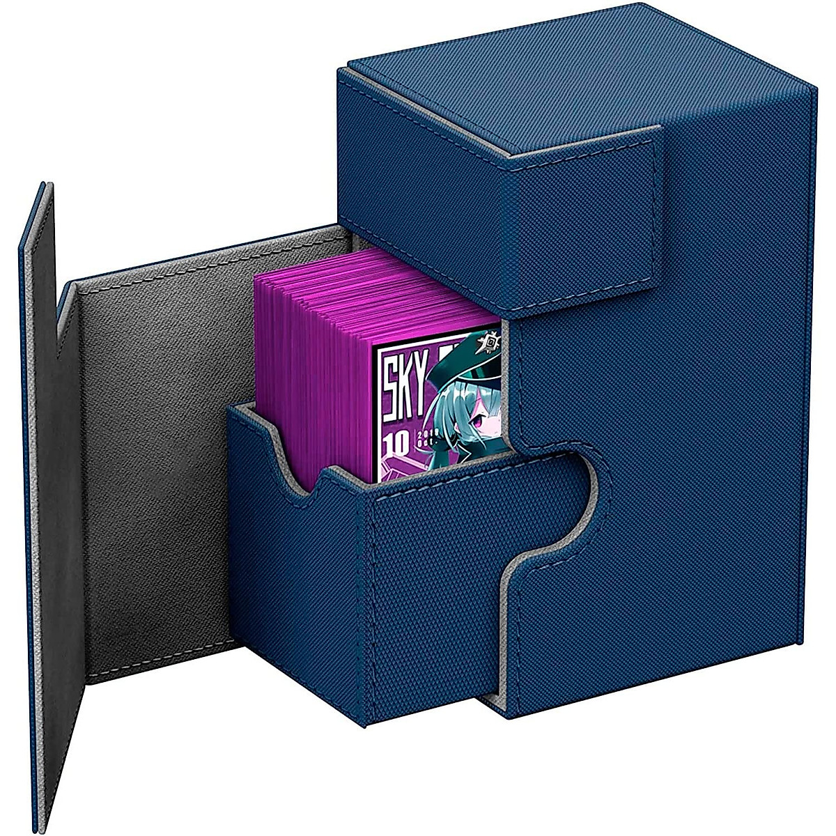 Scimi Deck Box for Trading Card Games, MTG Commander Deck Box Comtains 100 Double Sleeved Cards, Leather Card Storage Case Fits TCG CCG Cards (Black)