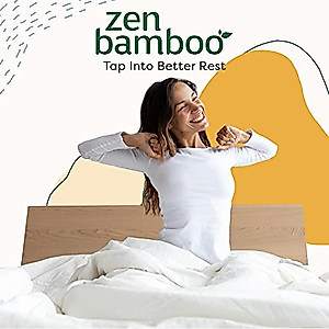 Zen Bamboo Mattress Pad Cover - Cooling Bed Topper & Waterproof Protector w/Deep Pockets, California King Size, White
