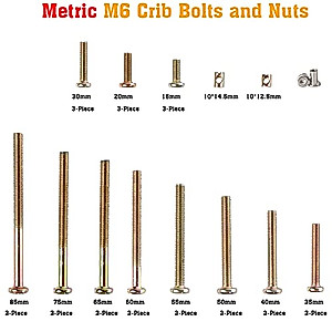 Crib Screws Bolts Replacement Hardware Parts Kit Metric M6 Allen Head Crib Bolts Barrel Nuts Compatible with Graco Solano Lauren Benton Hadley Asheville Ashleigh Stanton Cribs