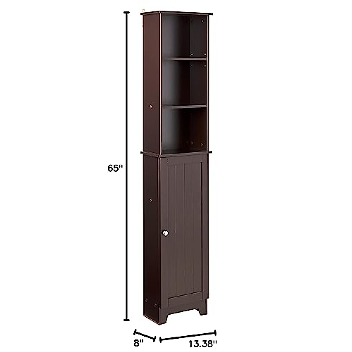 Redmon Contemporary Country Tall Floor Shelf with Lower Cabinet, Large, Espresso