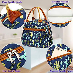 FlowFly Lunch Bag Tote Bag Lunch Organizer Lunch Holder Insulated Lunch Cooler Bag for Women/Men,Cactus