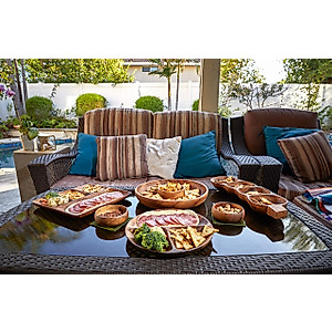 WeTheFounders SDS Handcrafted Acacia Wood Platter and Tray Perfect for Snacks Hummus Dip and Salsa Appetizer Server with 4 Sections, 11" x 1"H