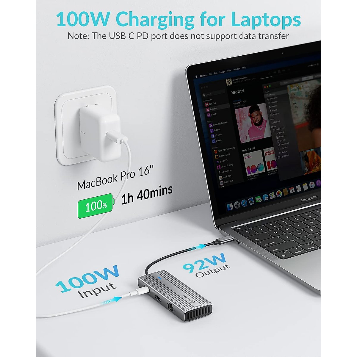 PHIXERO USB C Hub Multiport Adapter, 4K@60Hz USB C Docking Station, 8-in-1 USB C Adapter with 1Gbps Ethernet, 100W PD, SD/TF Reader, 3 USB 3.0 5Gbps Ports, for MacBook Pro/Air, USB C Laptop (Gray)