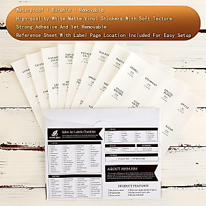 HHMJSM 6 Pcs Glass Jar with Bamboo Lid and Spoon - 17 oz Large Sugar Container with 148 Kitchen Pantry Spice Jar Labels Preprinted - Glass Containers with Wooden Lids Hold Coffee, Tea, Candy