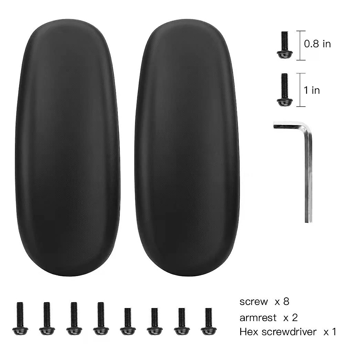 ALUCSET 10" Long x 4" Wide Office Chair Replacement Armrest Arm Pads Caps Univeral 4" 5.5" Mounting Hole Office Chair Parts 1 Pair (Black, Set of 2)