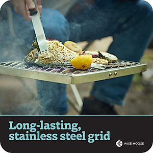 WISE MOOSE Campfire Grill Grate Over Fire Pit - Fire Pit Grill Grate Over Fire Pit, Campfire Cooking Grate, Campfire Grill Adjustable, Firepit Grill Rack Tripod, Campfire Grate Over Fire Pit Camp Fire