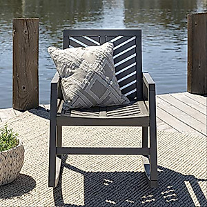 Walker Edison Outdoor Patio Wood Chevron Rocking Chair All Weather Backyard Conversation Garden Poolside Balcony, Set of 1, Grey
