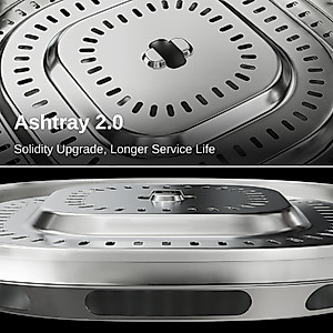 EAST OAK Fire Pit Smokeless 21'' for Outside Patio, 304 Stainless Steel Wood Burning Fireplaces, Portable Outdoor Bonfire Pit with Poker, Stand & Removable Ash Pan for Camping, Chisel Steel