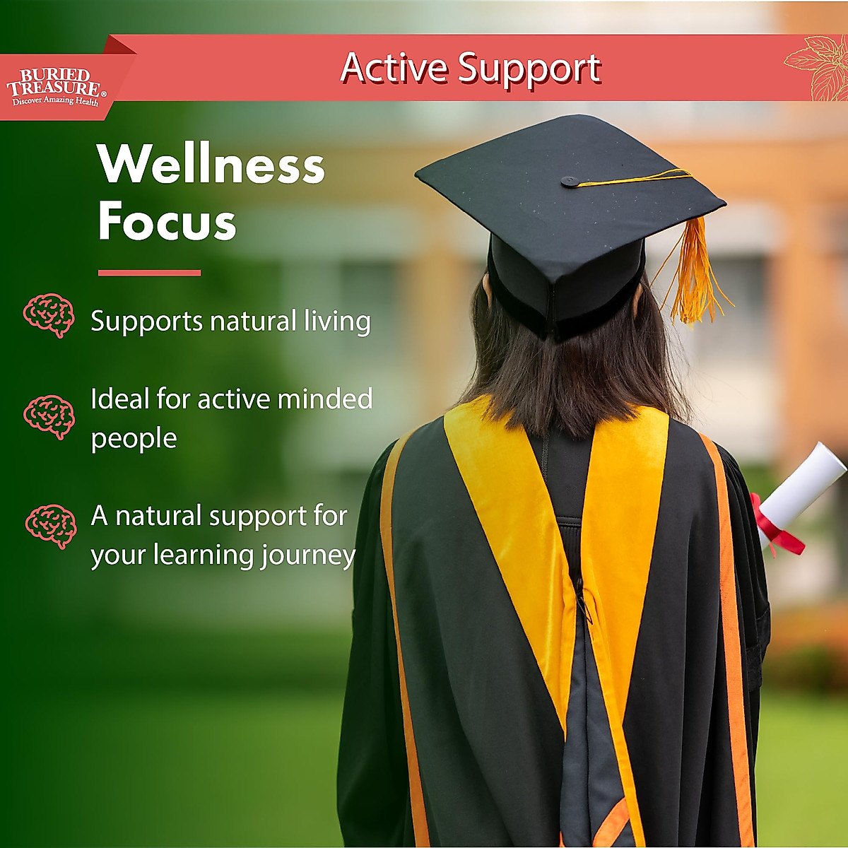 Buried Treasure - Added Attention - Children's Learning Support with GABA DHA Vitamin B and Herbal Blend - Aid Healthy Brain Functions - Improved Short-Term Auditory Memory Focus & Behavior 16.54 oz