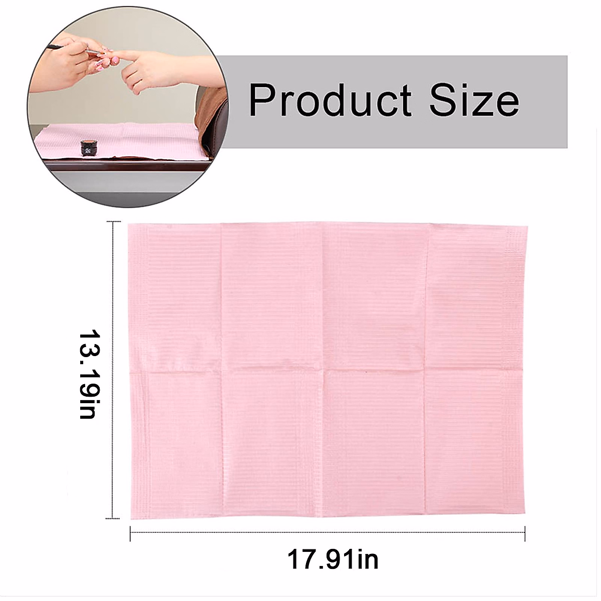 LXIANGN 125PCS Disposable Nail Art Table Towels Mat 13" X 17" Waterproof 3 Ply Nail Art Mat Paper Sheet Clean Pads Tattooing Table Mat Nail Table Cover Tattoo Supplies (Pink)