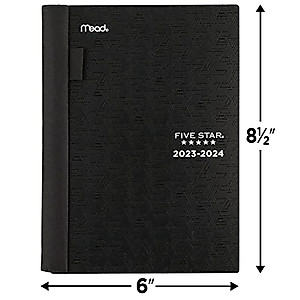 Five Star 2023-2024 Academic Planner + Study App, Weekly & Monthly Advance Student Planner with Spiral Guard, 5-1/2" x 8-1/2", Small, Black (TAW4590524)
