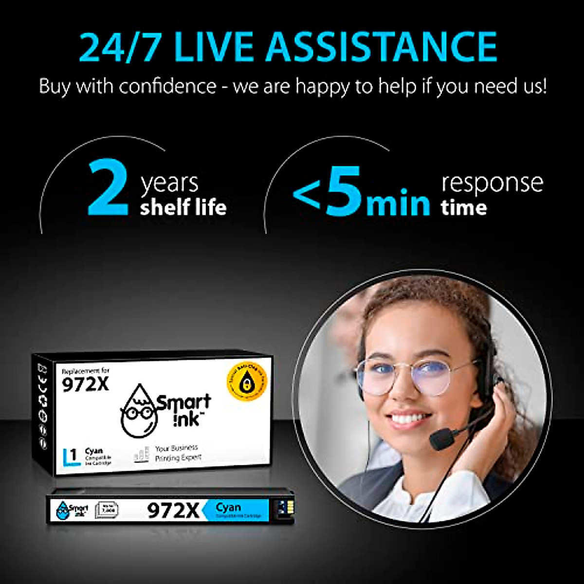 Smart Ink Compatible Ink Cartridge Replacement for HP 972X 972 X (Cyan) to use with PageWide Pro 477dw 577dw 452dw 477dn 452dn 577z 552dw P55250dw Printers