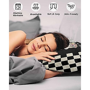 Edwiinsa Kitchen Chef Pillow Covers Standard Size Set of 2 20x26 Bed Pillow, Farmhouse Black Plaid Cake Dessert Cooking Plush Soft Comfort for Hair/Skin Cooling Pillowcases with Envelop Closure