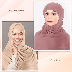 Handepo Instant Hijab Jersey Hijab for Women Muslim Head Scarf Lightweight Long Soft Hijab Shawl Stretch Scarf Wrap (Multicolor,6 Pcs)