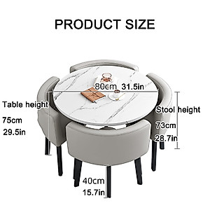 Office Reception Room Club Table, Coffee Table and Chair Set, Reception Table and Chair Combination Negotiation Table, Cafe Balcony Living Room Simple Round Dining Table 80cm ( Color : Light gray )