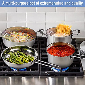Aufranc Stainless Steel Cookware Set, 7 Piece Nonstick Kitchen Induction Cookware Set,Works with Induction/Electric and Gas Cooktops, Nonstick, Dishwasher