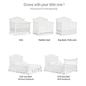 Evolur Aurora Deluxe Edition 5 in 1 Curved Convertible Crib I Fairytale Nursery, Frost, 58x32x54 Inch (Pack of 1)