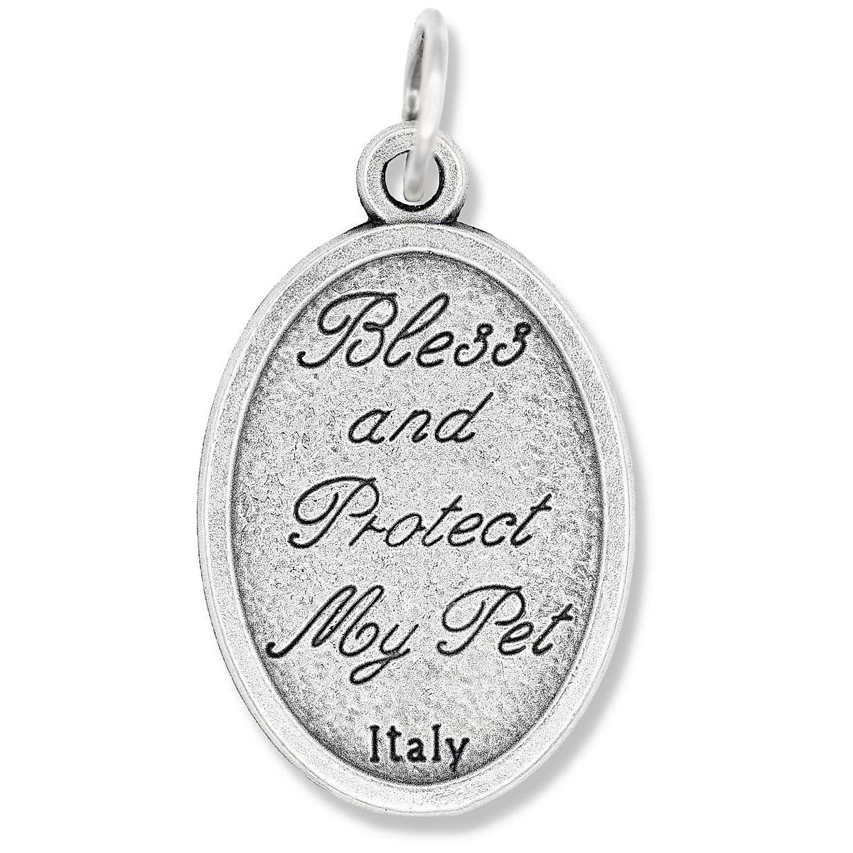 Caritas et Fides St. Francis Bless and Protect My Pet Medal Charm - 1" Medal Pendant Silver Oxidized St. Francis for Necklace, Medals for Jewelry Catholic, Made in Italy