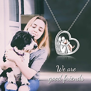YFN Sterling Silver Keepsake Dog Pendant Necklace Dog Lover Memorial Gifts for Women (Dog Necklace)