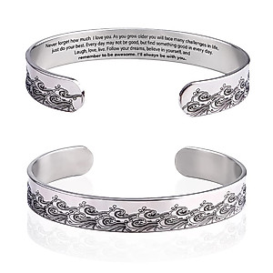 Svana Granddaughter/Daughter Bracelet Gifts From Grandma/Nana with Message Card,Adjustable Morse Code Bracelet for teen girls I love You Inspirational Bracelets for Her, I Will Always Be With You Meaning Birthday Gifts (to Granddaughter-Silver)