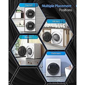 TABU Washer and Dryer Combo, 17.6lbs Full-Automatic Washing Machine with Drain Pump & TABU 13LBS Portable Dryer