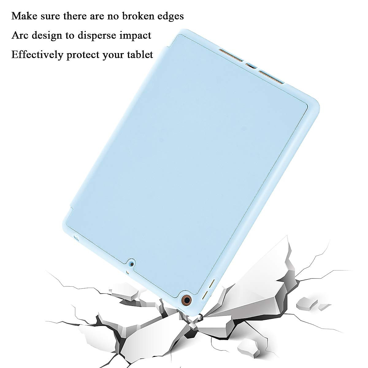 SIWENGDE Compatible for Apple iPad 9.7 Case 2018 iPad 6th Generation Cases/2017 iPad 5th Generation Case with Pencil Holder, Slim Soft Silicone Smart Trifold Stand Protective Cover(Light Blue)