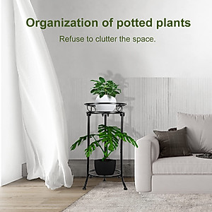 Plant Stands Indoor,Tall Metal Potted Plant Display Holder 2 Tier Patio Flower Pot Stands Anti-Rust Heavy Duty Multiple Stand Holder Shelf Rack(20.3'')