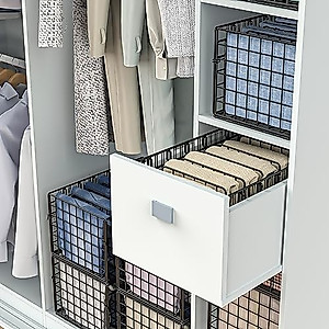 Retreat & Renew 2 Pack Metal Wardrobe Clothes Organizer,Drawer Organizers for Clothing,Closet Separation Storage Box for Underwear, Tops,Shirts,Jeans, Adjustable & Removable Dividers,Sturdy, (Black)