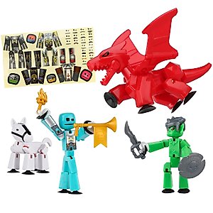 Zing StikBot Theme Pack Medieval Pack - Collectible Action Figures and Accessories, Stop Motion Animation, Ages 4 and Up (Pack A)