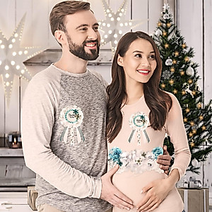 Hombae Frozen Maternity Sash Belt for Baby Shower Blue Snow Flake Mommy To Be & Daddy To Be Badge Corsage Pin Set for Frozen Party Decorations Supplies