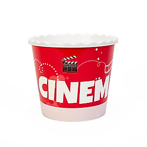 Retro Style Reusable Plastic Popcorn Containers/Popcorn Bowls Set for Movie Theater Night - Washable in The Dishwasher - (BPA Free-4 Pack) (Cinema)