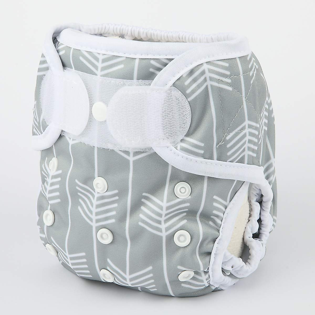 Baby Cloth Diaper Cover Nappy Hook and Loop Double Gusset 6.6lbs to 33lbs (Grey Arrow) One Size