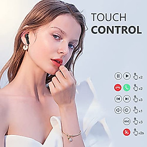 slitinto Bluetooth Headphones, Noise Cancelling Wireless Earbuds, Touch Control in-Ear Headphones, IPX7 Waterproof Bluetooth 5.0 Stereo Earphones, Immersive Sound Premium Deep Bass Headset