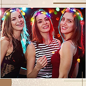 30 Pcs LED Flower Crown LED Flower Wreath Headband Multicolor Light up Headband Lighted Head Band Crown LED Hair Accessories Luminous Floral Headpiece Flower Headdress for Women Girls Wedding Party