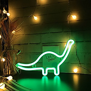 Nordstylee Led Neon Light Sign Dinosaur Sign Night Lights Wall Decor Home Decoration Light for Kids Room,Bedroom,Birthday,Wedding Party Gift (Dinosaur-Green)