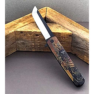 Falcon Spring Assisted Open Pocket Folding Knife with Japanese Culture Art Design Handle for Collection, Gift, Hunting, Fishing, Camping and Daily Used (Skull Samurai)