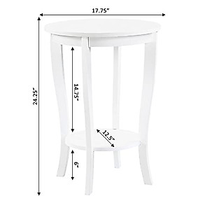 Convenience Concepts American Heritage Round End Table, White