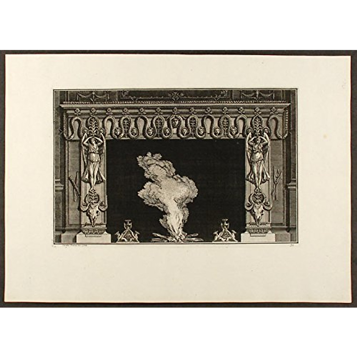 [Plate of an neo-Classical fireplace, from"Diverse maniere d'adornare i cammini ed ogni altra parte degli edifizi".