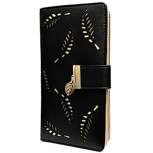 Wallet-NEWANIMA Women Multi-card Two Fold Long Zipper Clutch Purse (Style9-Black)