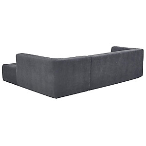 GoDoco L-Shape Modular High Density Foam Sponge Floor Sofa Couch, Upholstered Cloud Couch with Recliner、 Sectional Corner Sofa with Flexible Combinations (Dark Grey+Chenille, Style A)