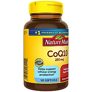 Nature Made CoQ10 200 mg, Dietary Supplement for Heart Health Support, 105 Softgels, 105 Day Supply