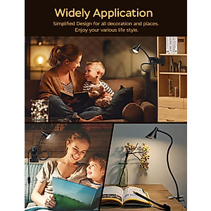 LiFMIRA Clip on Light USB Reading Light 3 Color Modes 10 Brightness Levels Eye Care Clamp Light Flexible Gooseneck Dimmable Reading Lamp Clip on Lamp for Bed Headboard Desk Bedside Dorm (Black)