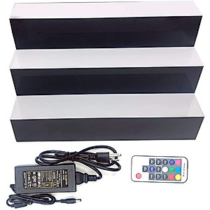 2 Pack LED Lighted Liquor Bottle Display Shelf,24-inch LED Bar Shelves for Liquor, 3-Step Lighted Liquor Bottle Shelf for Home/Commercial Bar, Acrylic Lighted Bottle Display with Remote & App Control