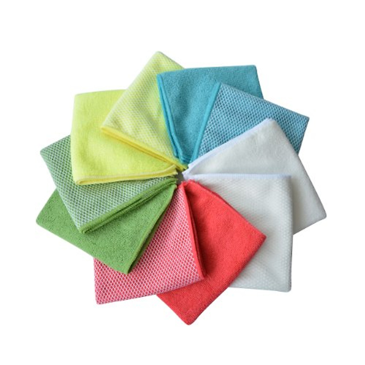 SINLAND Microfiber Dish Cloth for Washing Dishes Dish Rags Best Kitchen Washcloth Cleaning Cloths with Poly Scour Side 5 Color Assorted 12inchx12inch 10pack
