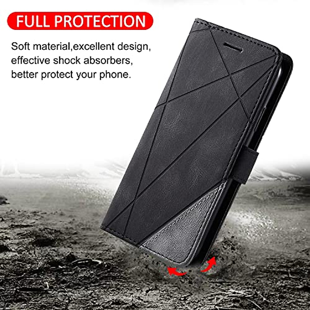 ZHANGUO Mobile Phone Case Bag Wallet Case for Oppo Reno 6 Pro Plus 5G Case, PU Leather Flip Folio Case with Card Holders [Shockproof TPU Inner Shell] Phone Cover, Protective Case Back Cover Case